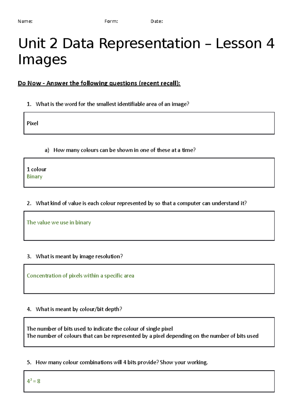 Images booklet - 5hujftrjm - Unit 2 Data Representation – Lesson 4 ...