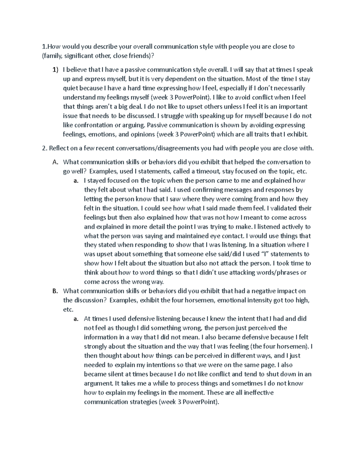 CF102 Meta Communication Reflection - 1 would you describe your overall ...