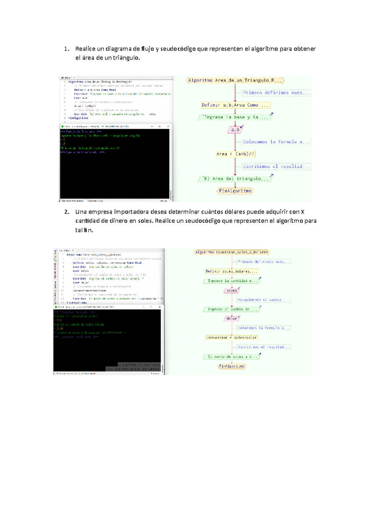 Algoritmos - safa - Realice un diagrama de flujo y seudocódigo que ...
