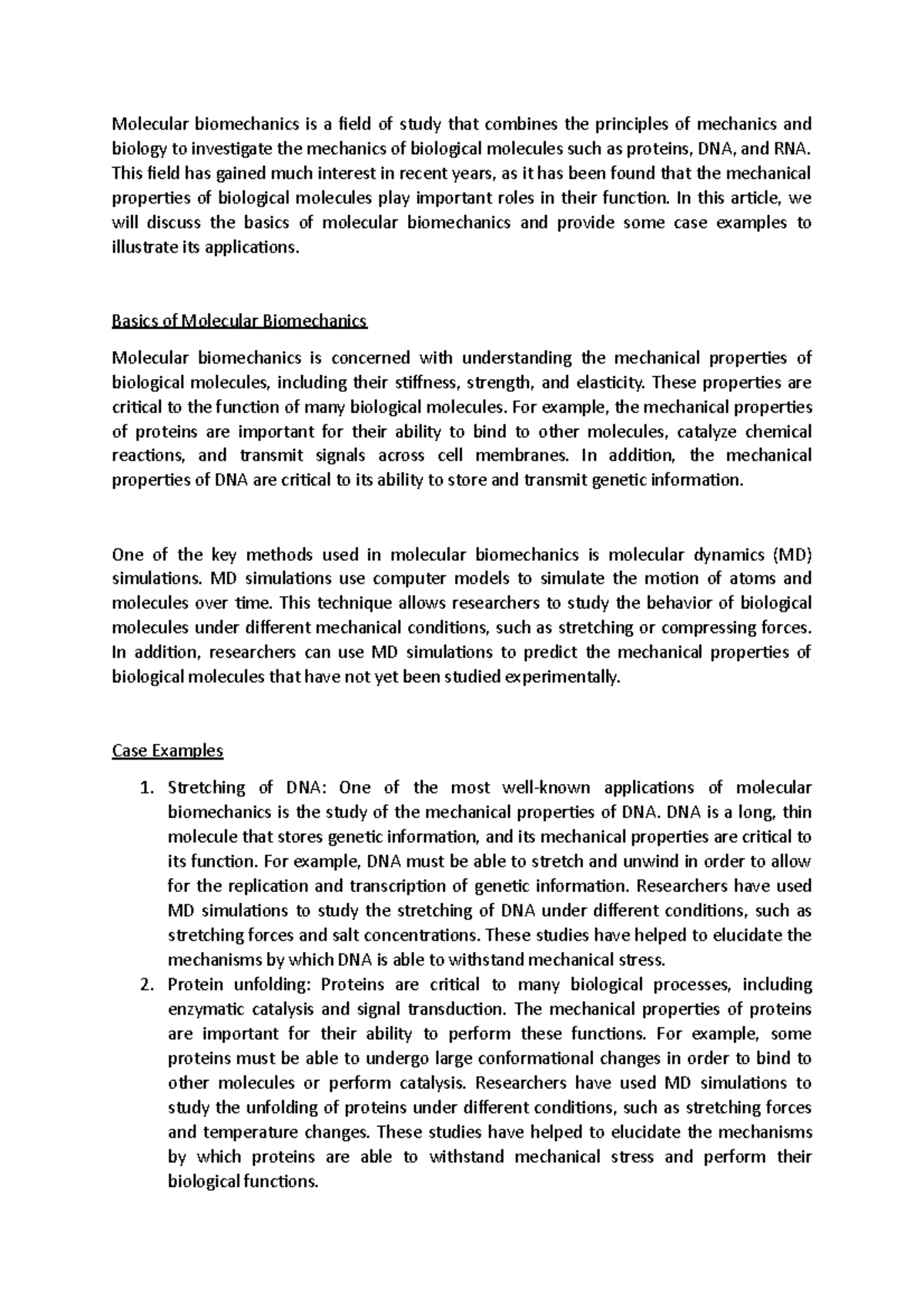 Molecular biomechanics B Iotech 008 - Molecular biomechanics is a field ...
