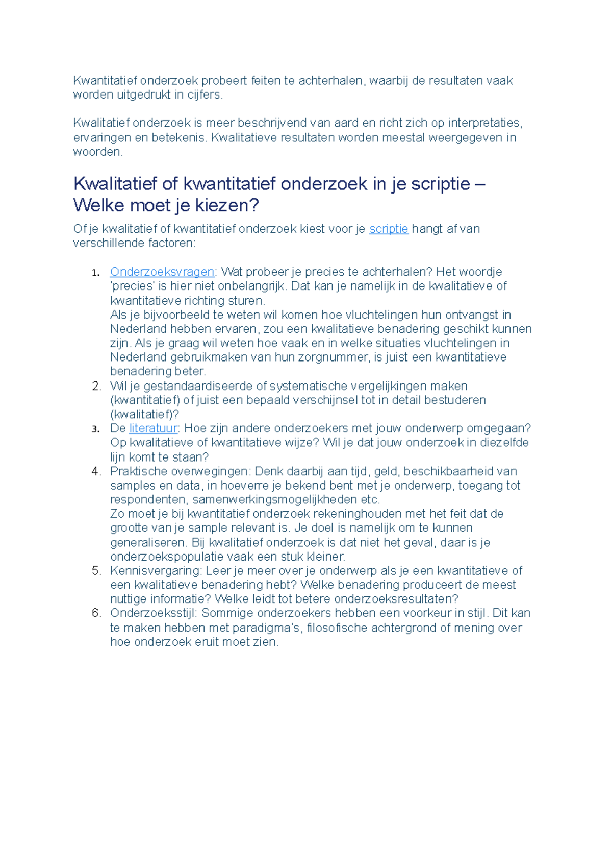 Kwalitatief en kwantitaftief onderzoek - - Studeersnel