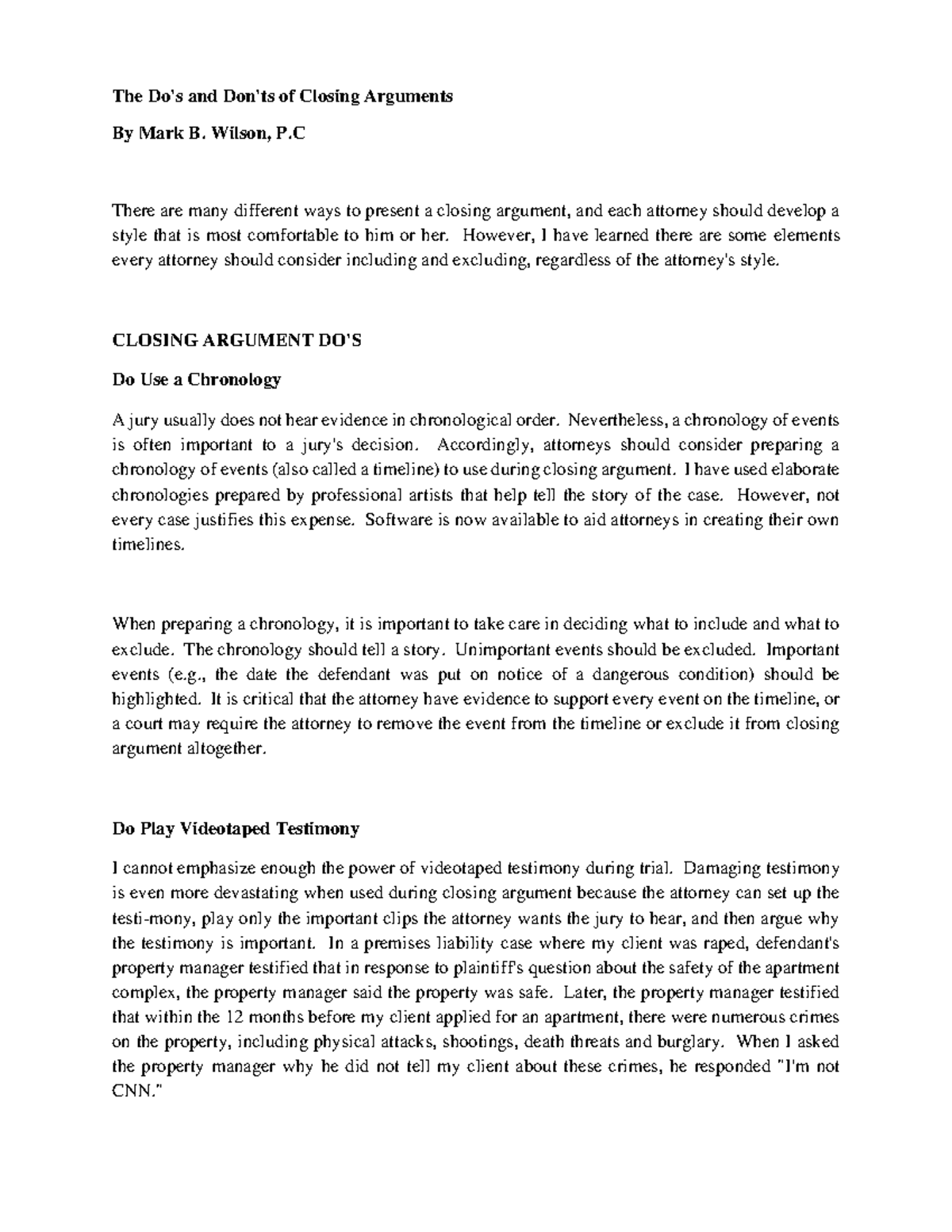 Closing Arguments - Dos Donts - The Do's and Don'ts of Closing ...