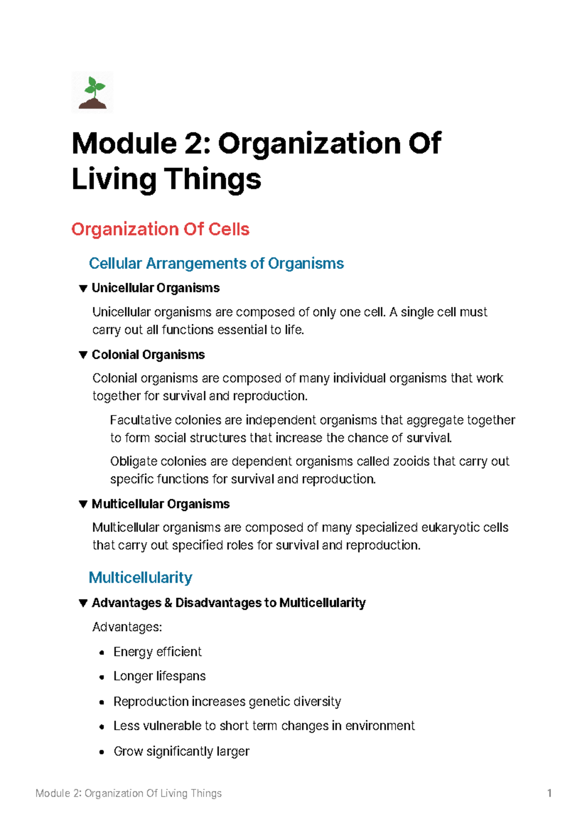 Module 2 Organization Of Living Things - Module 2: Organization Of ...