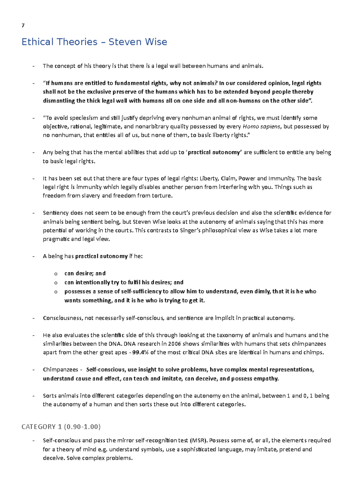 7. Ethical Theories – Steven Wise - 7 Ethical Theories – Steven Wise ...