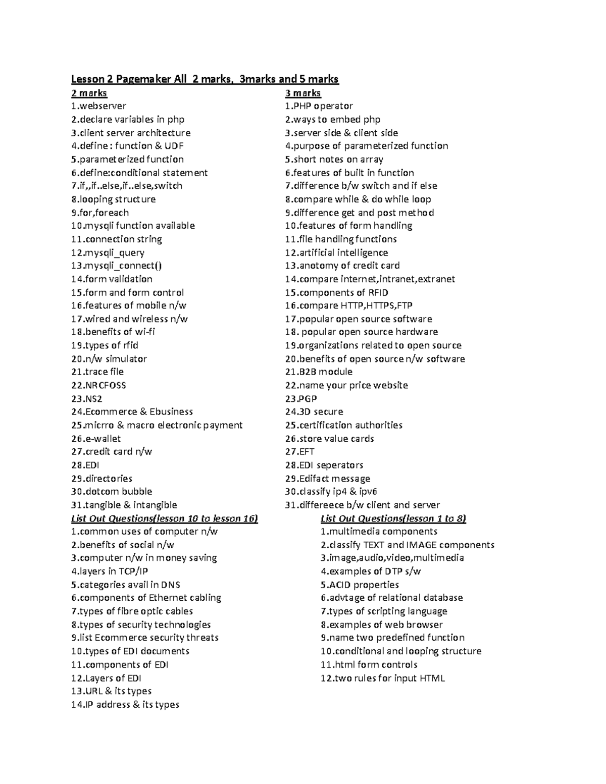 12th Computer Applications Important Questions Practicequestions Lesson 2 Pagemaker All 2 
