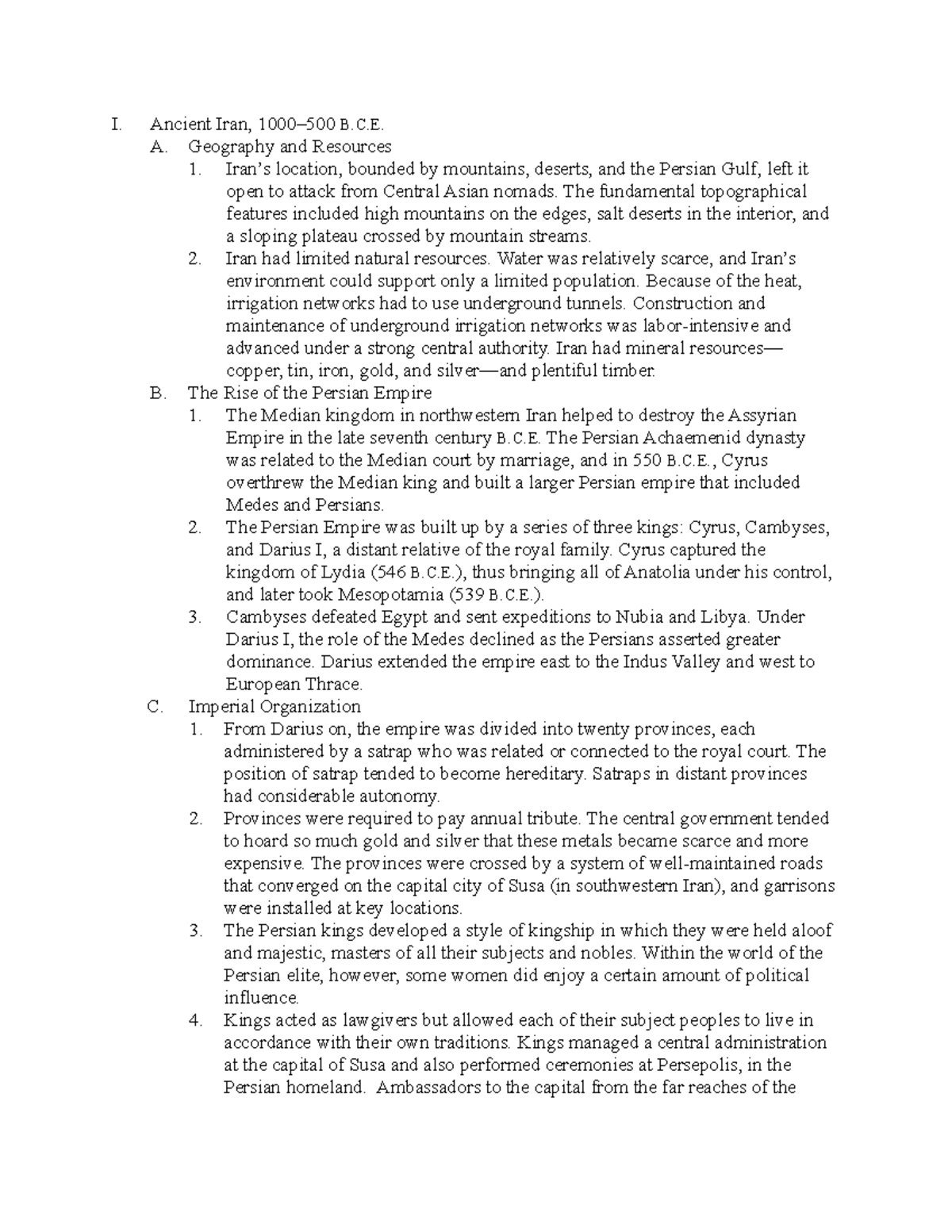 Chapter 5 Greece and Iran - I. Ancient Iran, 1000–500 B.C. A. Geography ...