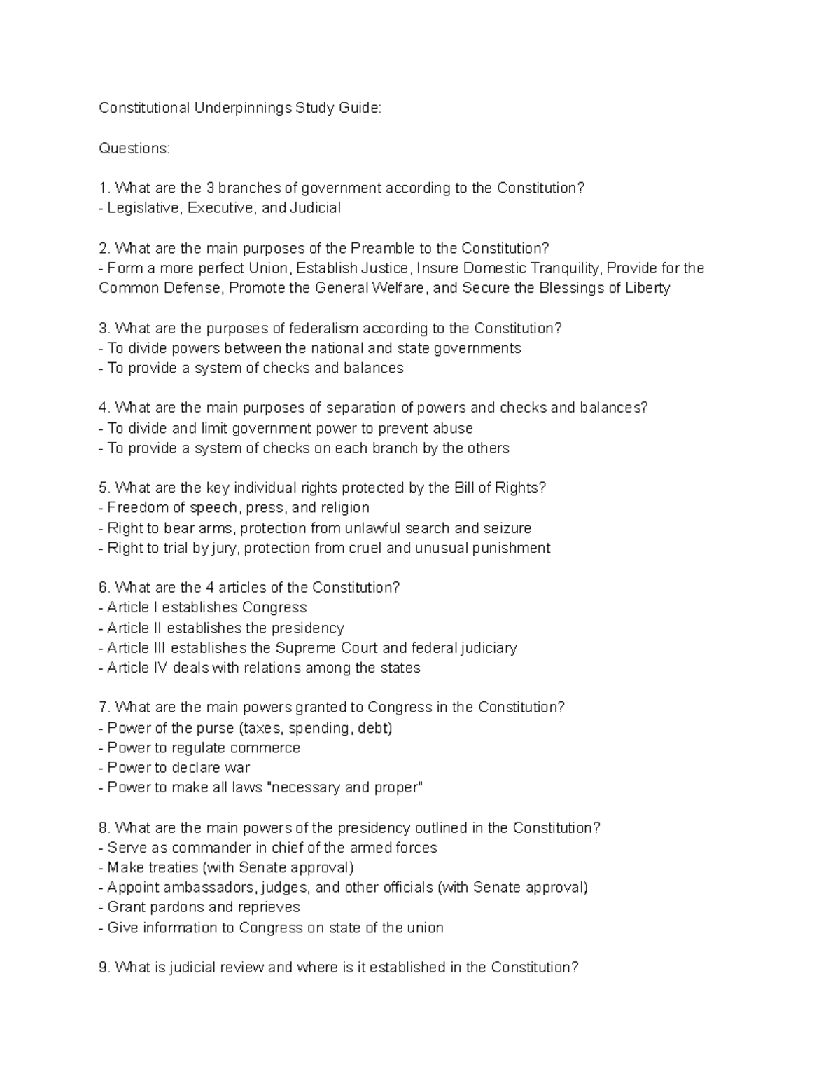 Constitutional Underpinnings Study Guide - Constitutional Underpinnings ...