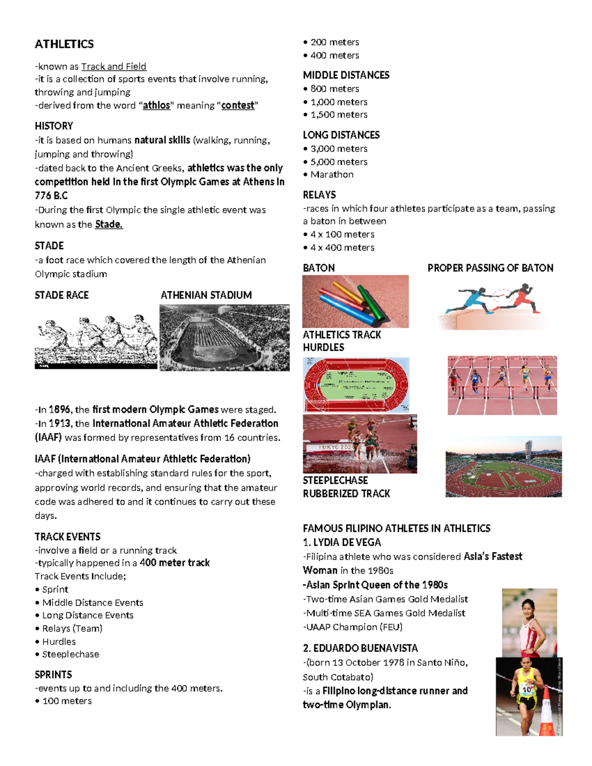 Athletics - ATHLETICS -known as Track and Field -it is a collection of ...