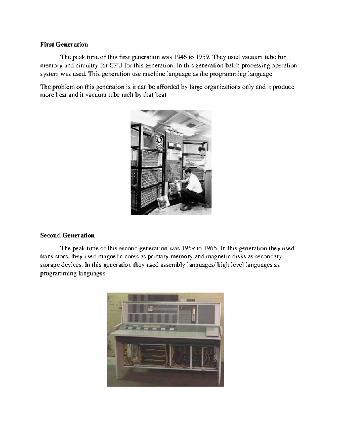 First Generation - First Generation The peak time of this first ...