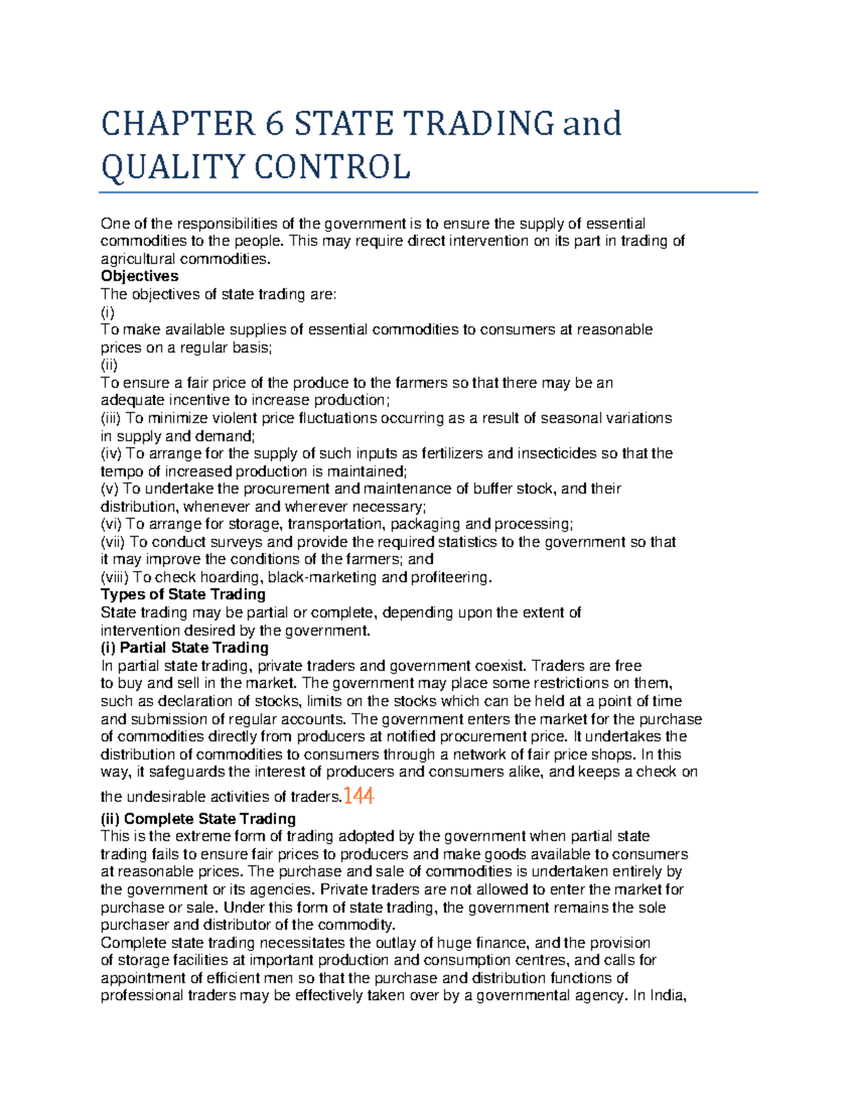Chapter 6 State Trading and Quality Control - CHAPTER 6 STATE TRADING ...