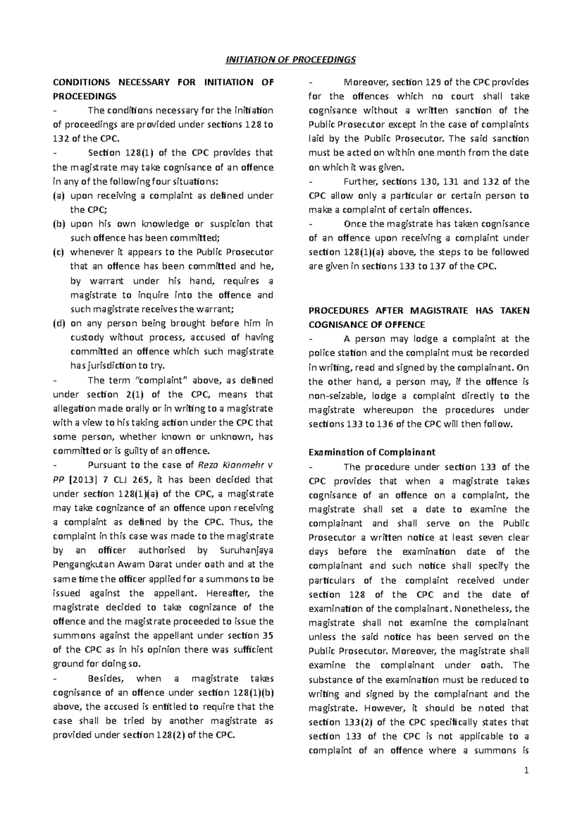 6 Initiation - INITIATION OF PROCEEDINGS CONDITIONS NECESSARY FOR ...