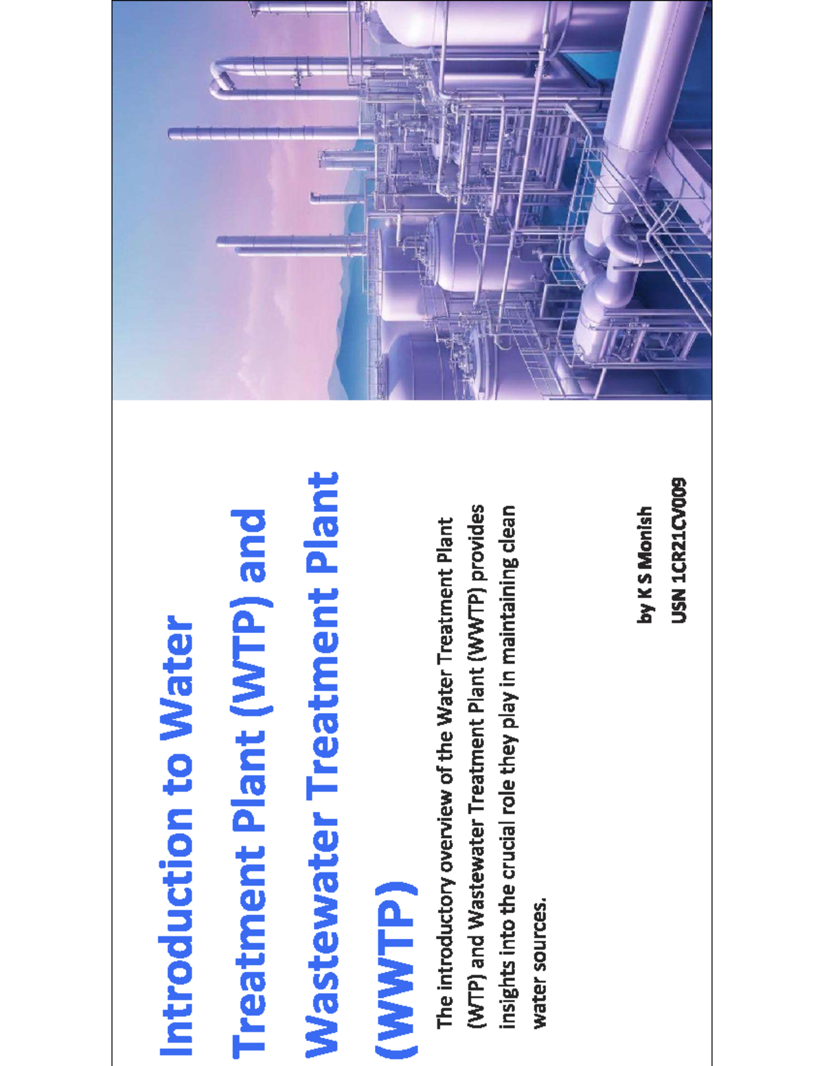 waste water treatment plant(wwtp) - Introduction to Water Treatment ...