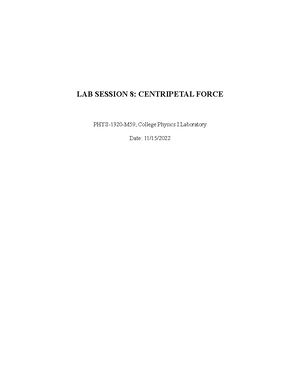 Lab report 5 Physics (Work and energy) - LAB SESSION 5: WORK AND ENERGY ...