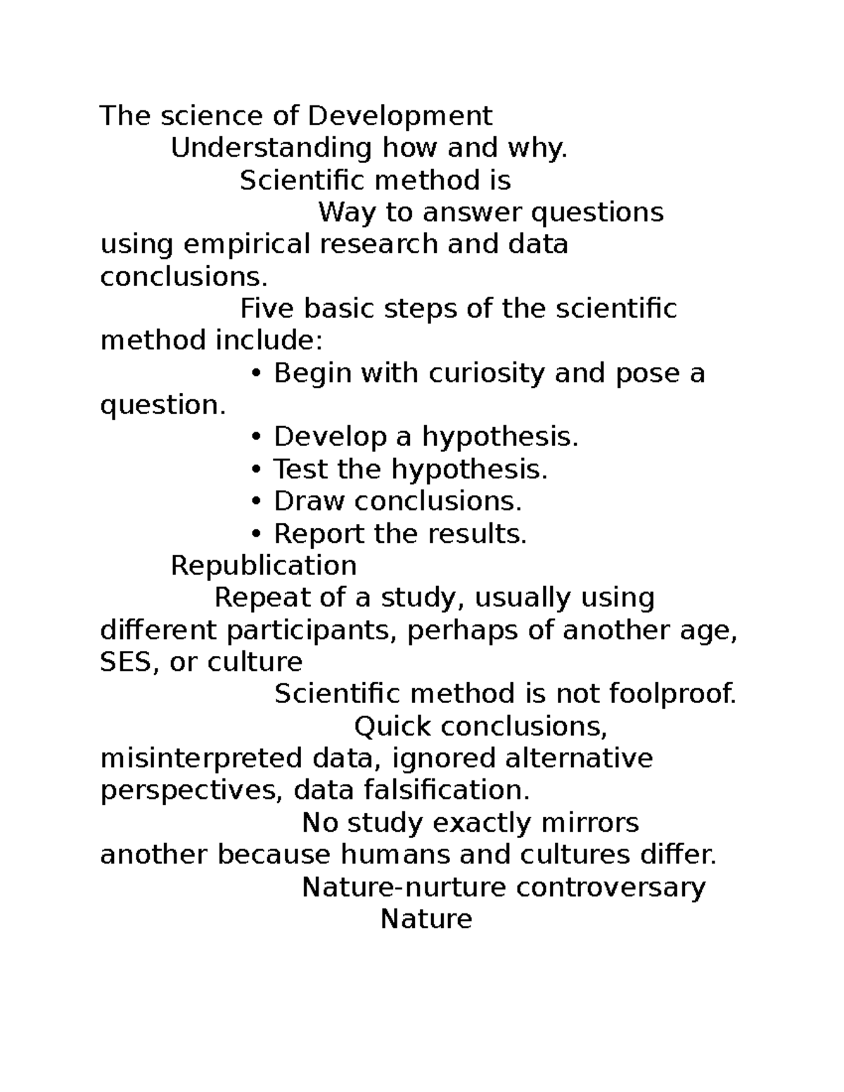 Notes 5 - The science of Development Understanding how and why ...