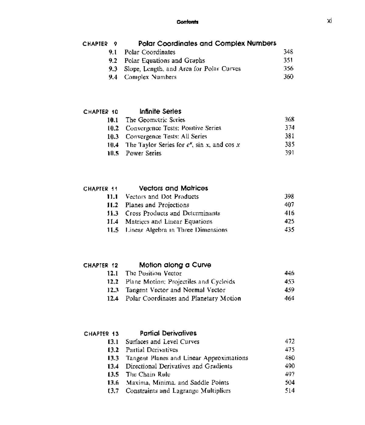 Calculus III - Chapter 9, 10, 11, 12 and 13 - Contents CHAPTER 9 9 9 9 ...
