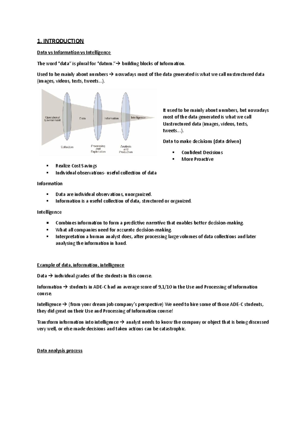 1. Introduction - apuntes - 1. INTRODUCTION Data vs Information vs ...