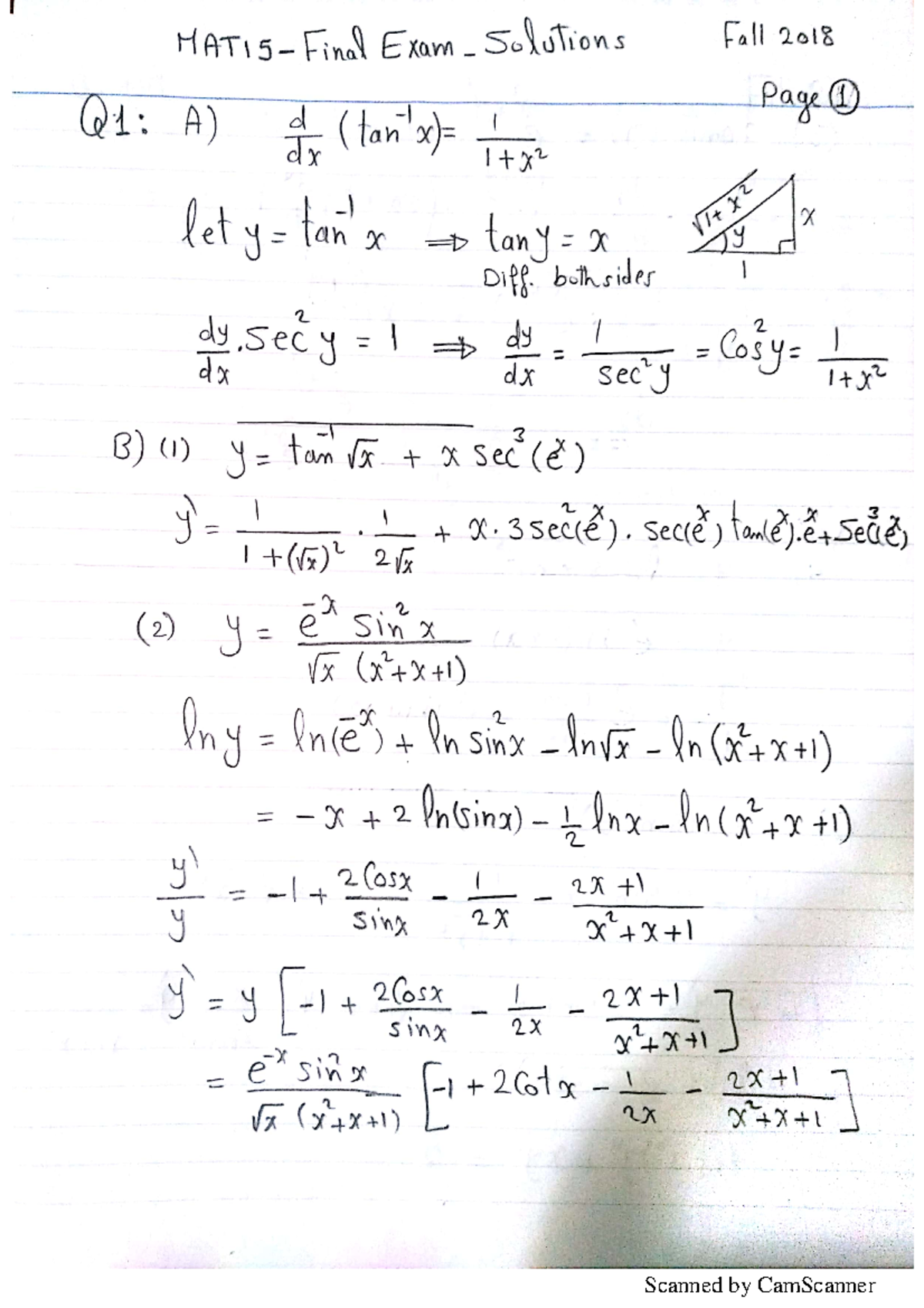 MAT151 Final solution F2018 - Calculus I - Studocu