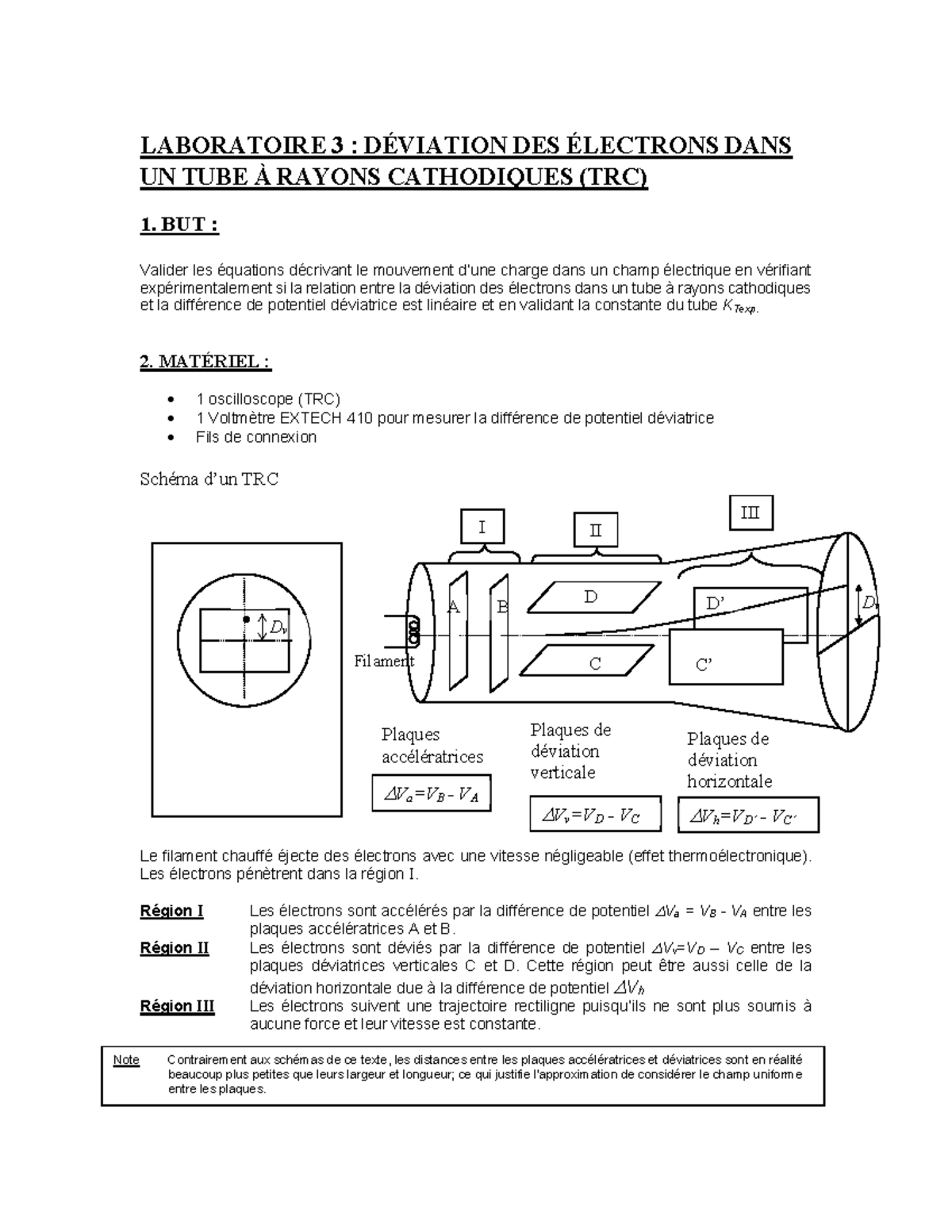 Labo TRC-A18 - lab - LABORATOIRE 3 : DÉVIATION DES ÉLECTRONS DANS UN ...