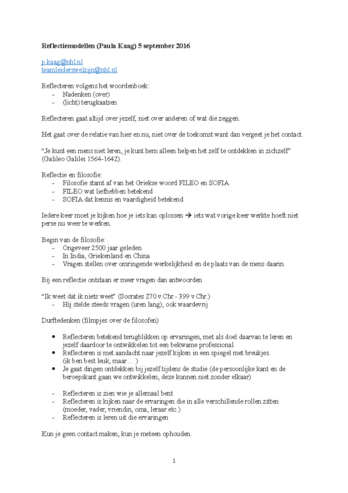 Reflectiemodellen periode 1 2016-2017 - Reflectiemodellen (Paula Kaag ...