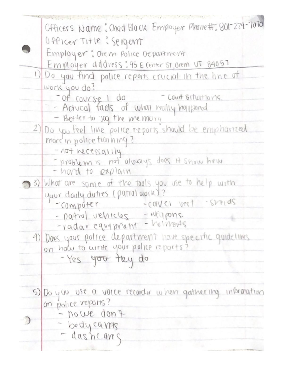 Example of police report questions - ESWF 2010 - UVU - Studocu