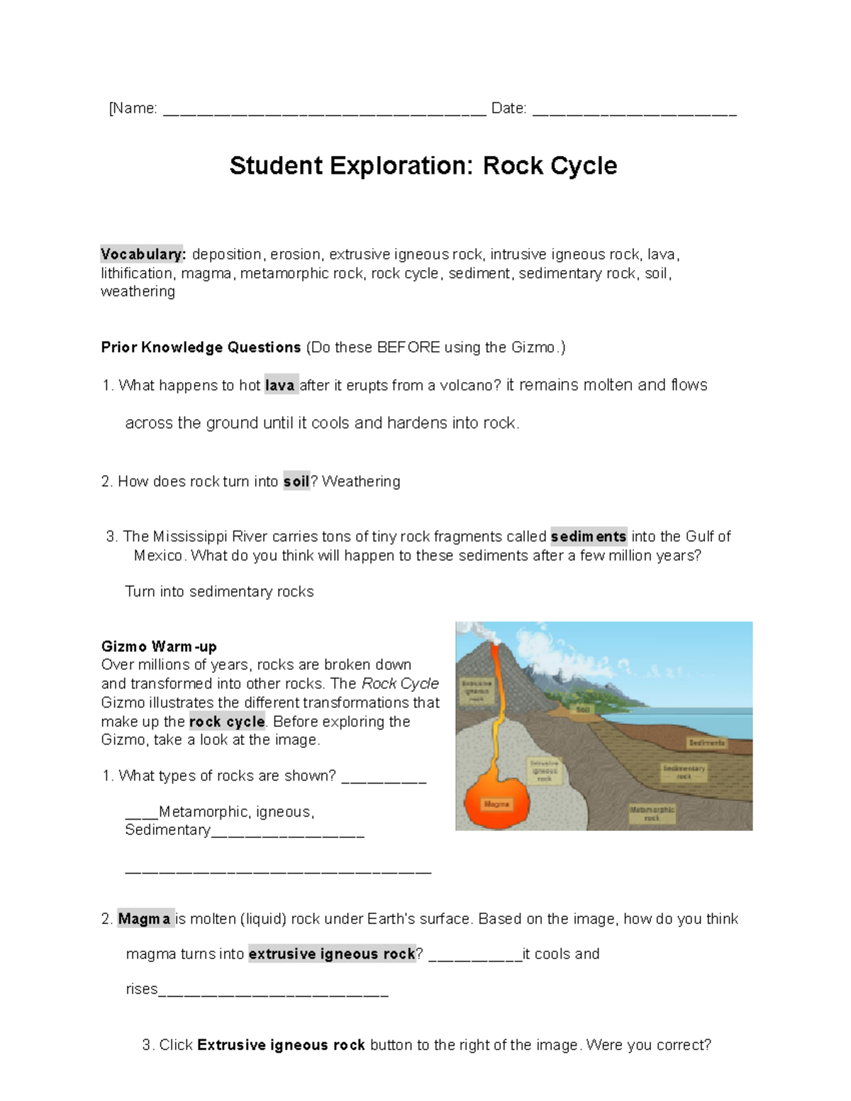 Annotated-Rock%20Cycle%20Gizmo%20-%20Student%20Version - [Name: - Studocu