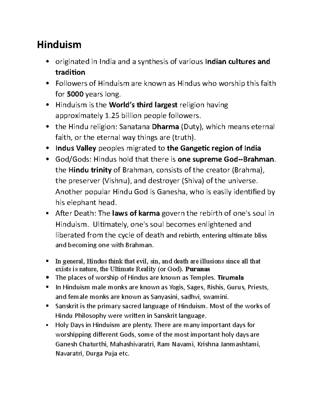 Hinduism - lecture notes - Hinduism originated in India and a synthesis ...