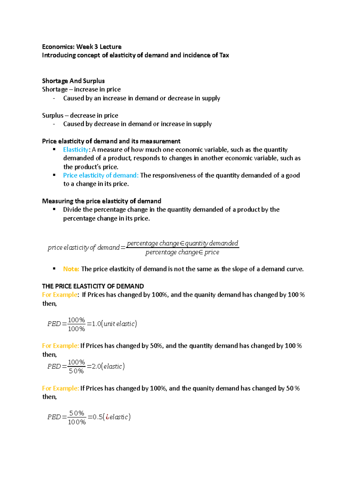 Economics Lecture 3 - Economics: Week 3 Lecture Introducing concept of ...