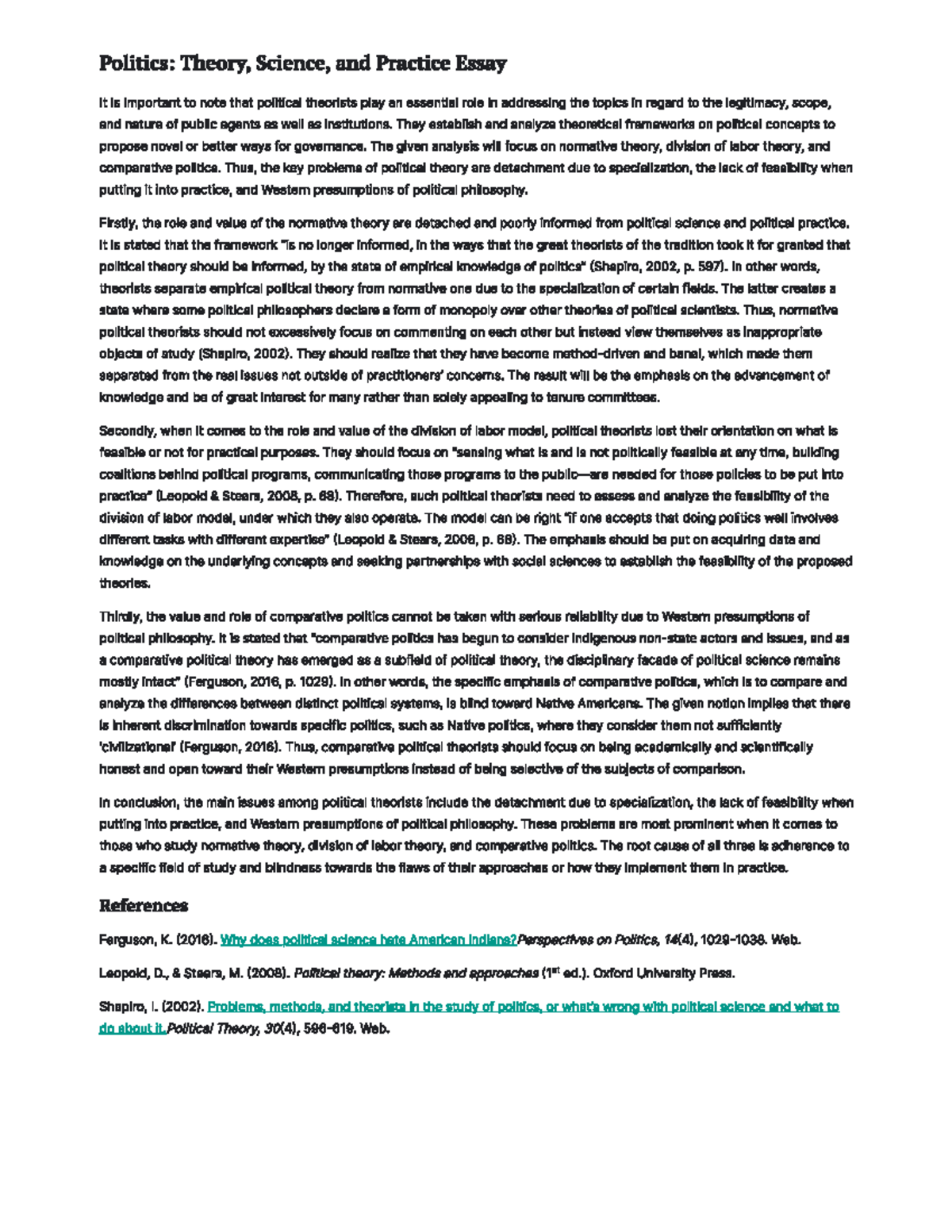 introduction to political science - Politics: Theory, Science, and ...