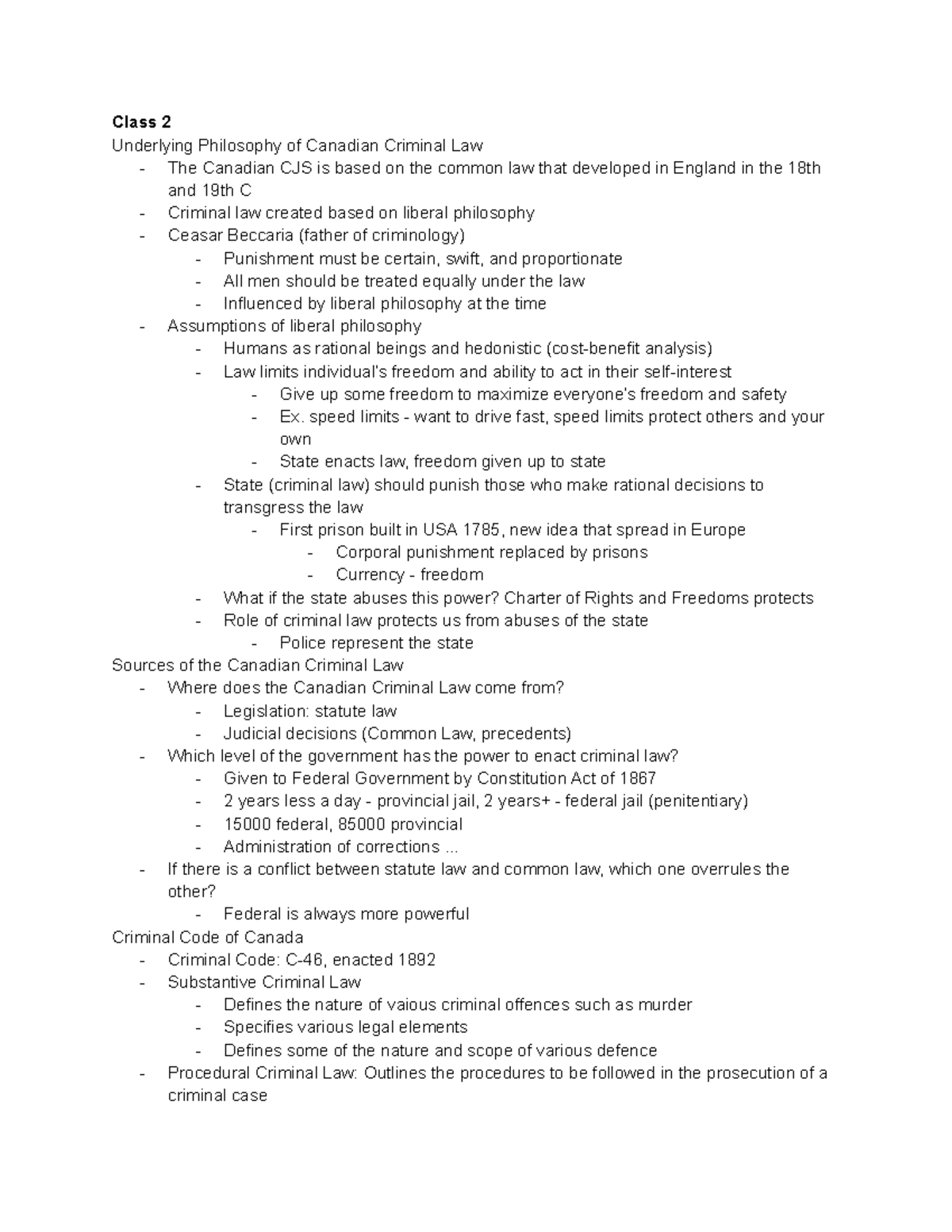 CRM2300 Lectures 2-7 - Class 2 Underlying Philosophy of Canadian ...