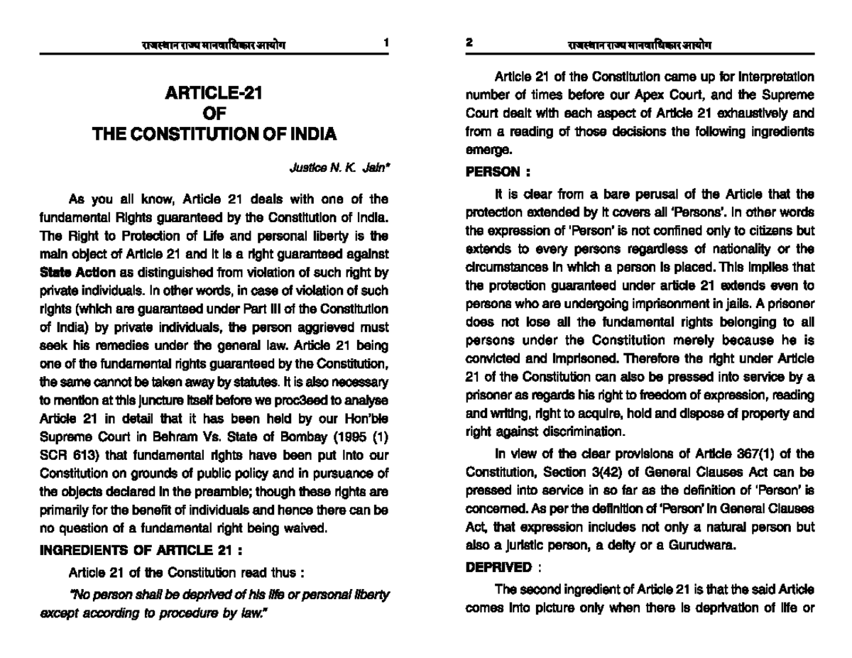 Human Rights Article 21 - Human Rights Law and Practice - Studocu