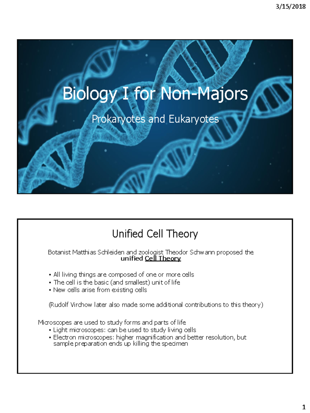 BIO 101 Ch4 lecture slides - Biology I for Non-Majors Prokaryotes and ...