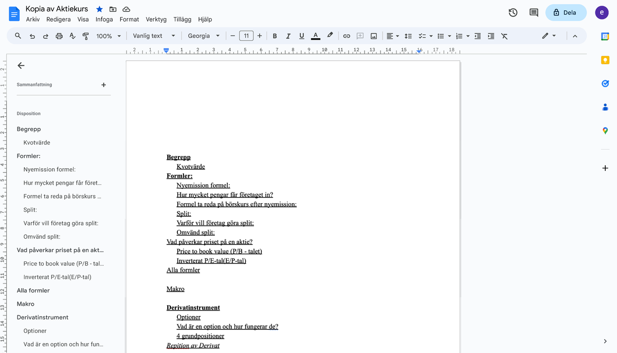 Kopia av Aktiekurs - Google Dokument - Kopia av Aktiekurs Arkiv Redigera Visa Infoga Format ...