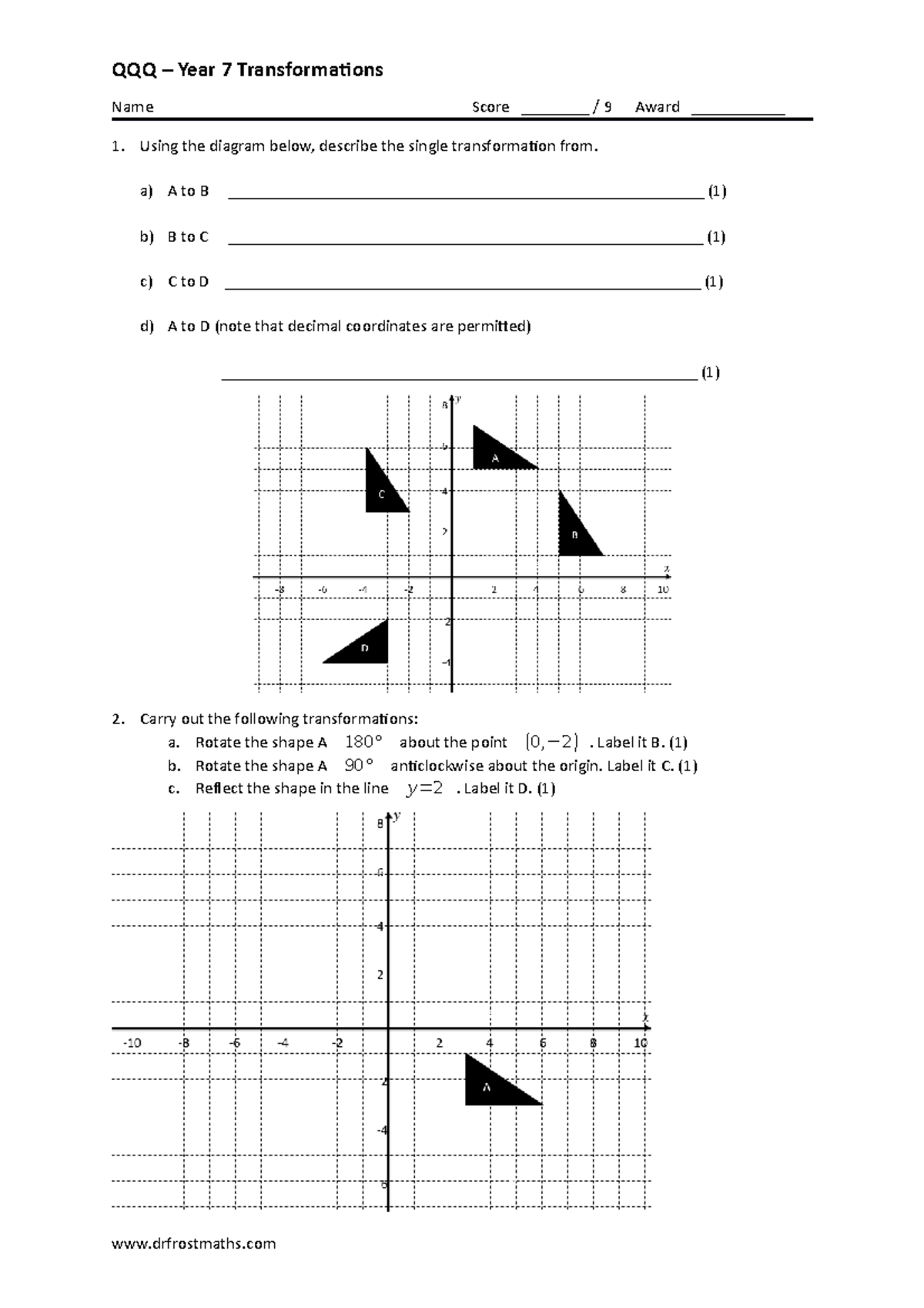 QQQ-Transformations - Transformations - Year 7 Transformations Name ...