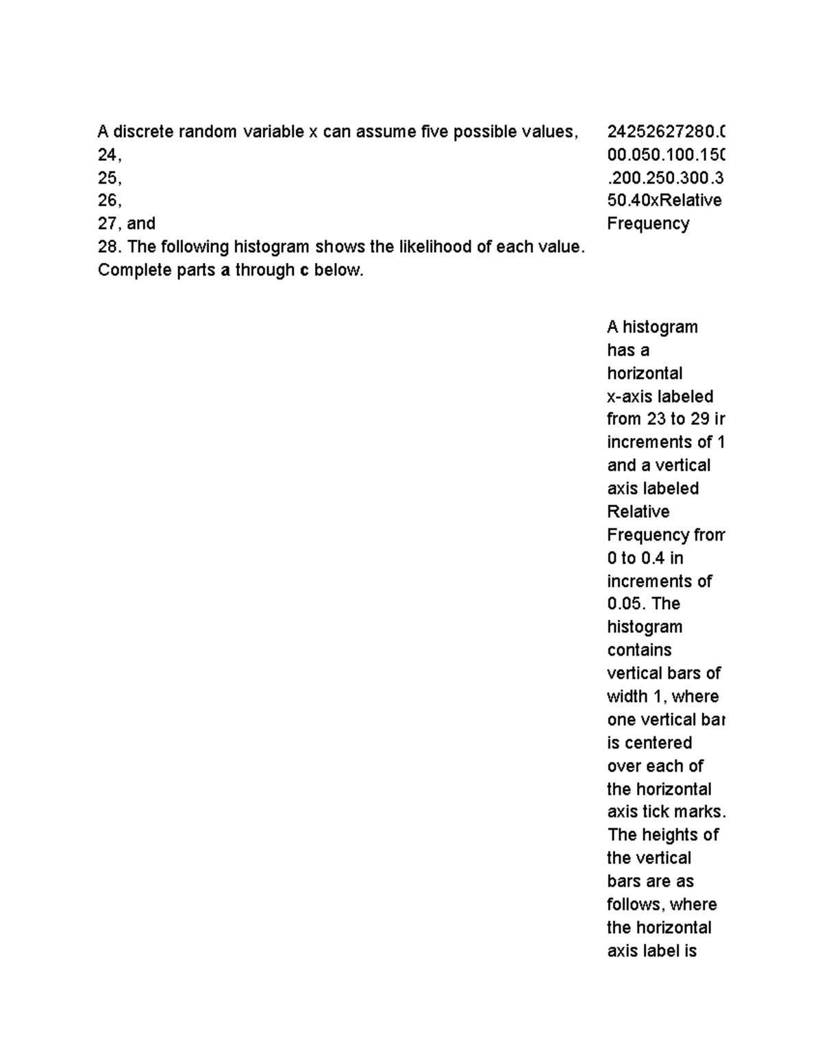 Statistics chapter 5.1 part 2 - A discrete random variable x can assume five possible values, 24 ...
