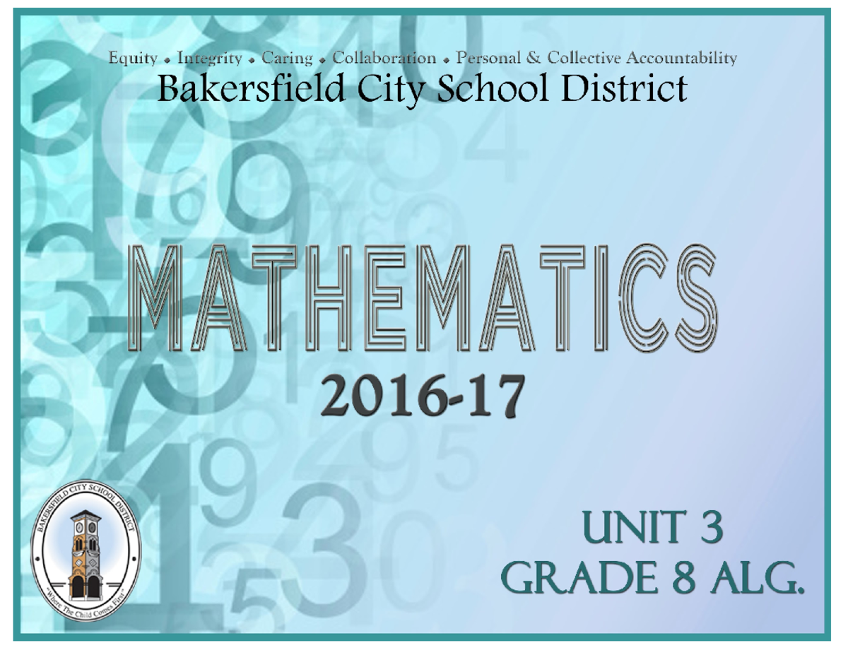 Algebra UNIT 3 - notes - MATHEMATICS GRADE 8 ALGEBRA UNIT 3 MATHEMATICS ...