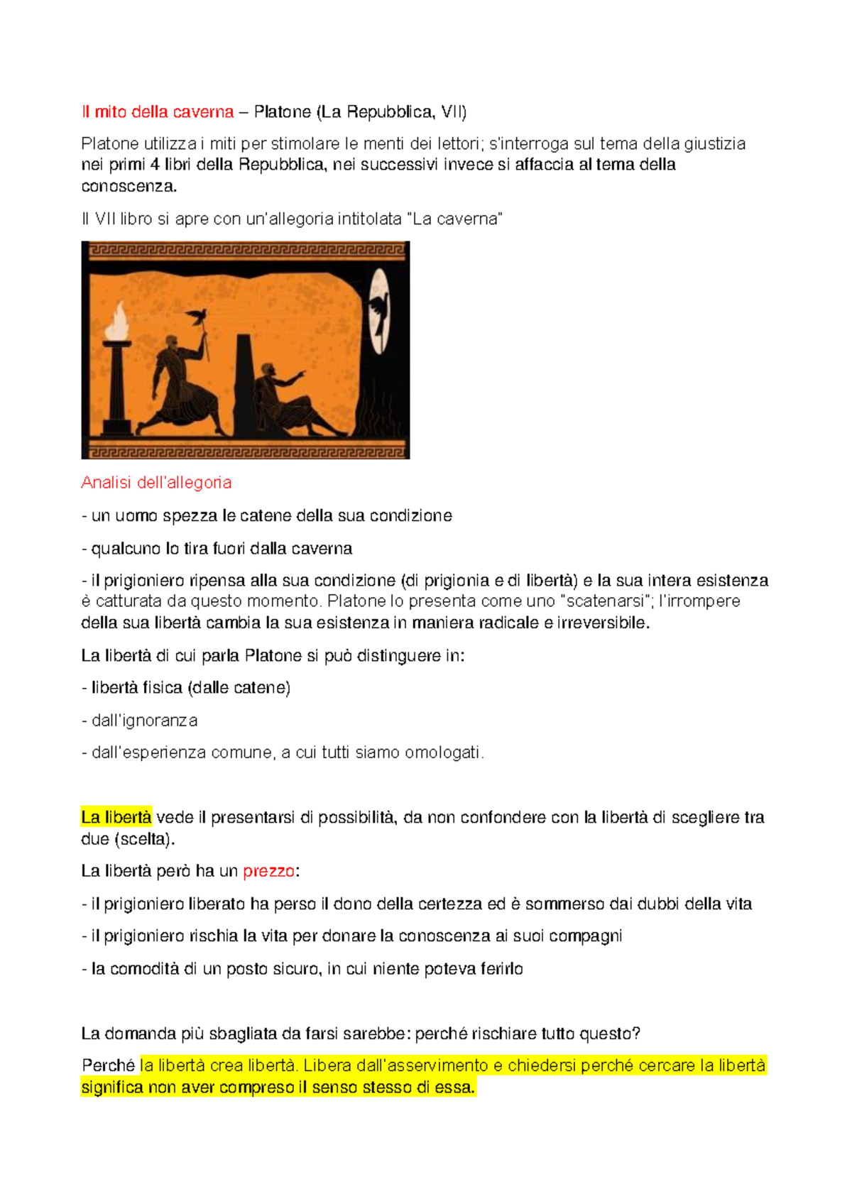 Il mito della caverna di Platone - Il VII libro si apre con un ...