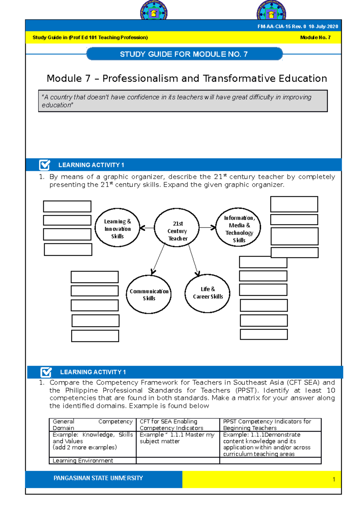 Module 7 Teaching PROF First SEM 2022-23 - Module 7 – Professionalism ...