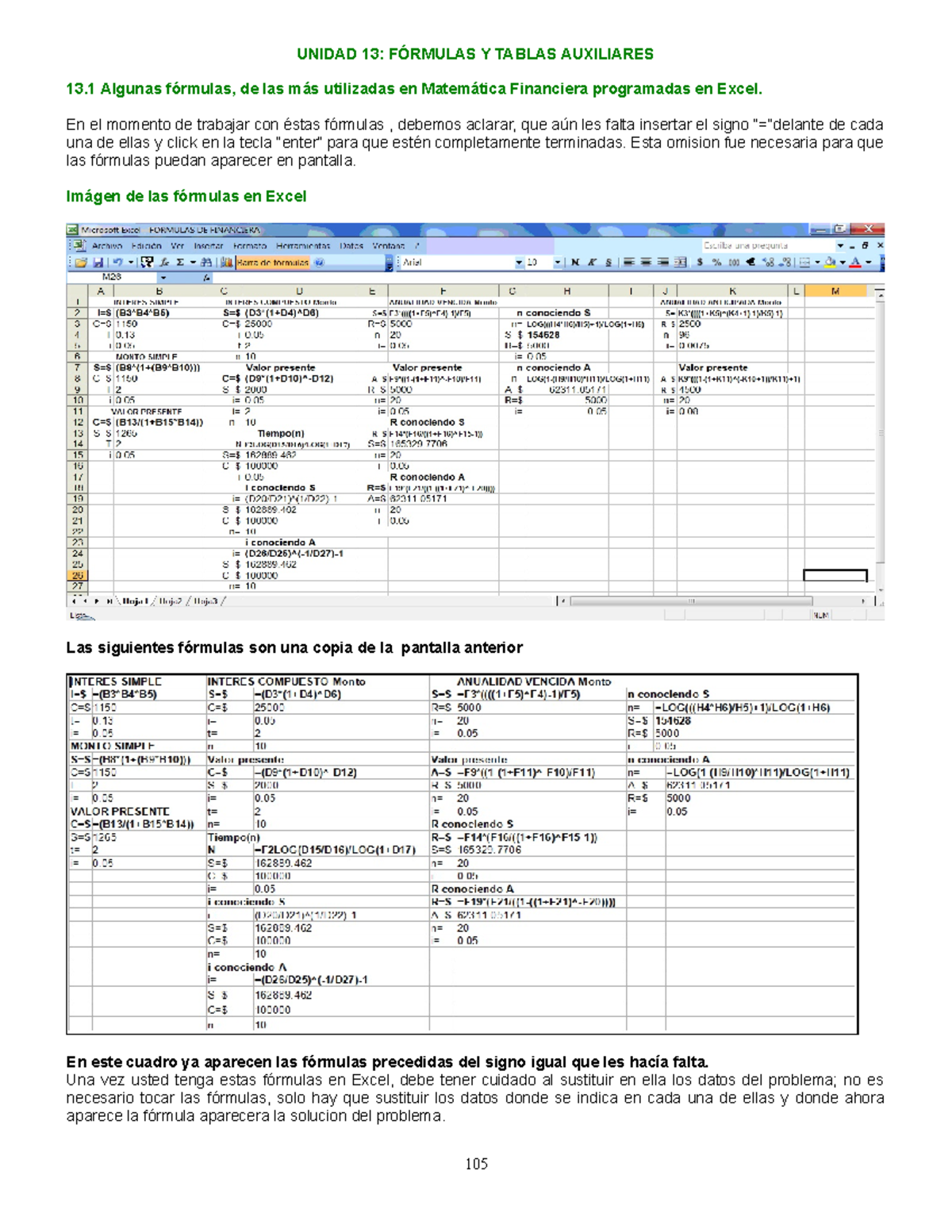 13. FÃ Rmulas Y Tablas - Matemática Financiera - UNIDAD 13: FÓRMULAS Y ...