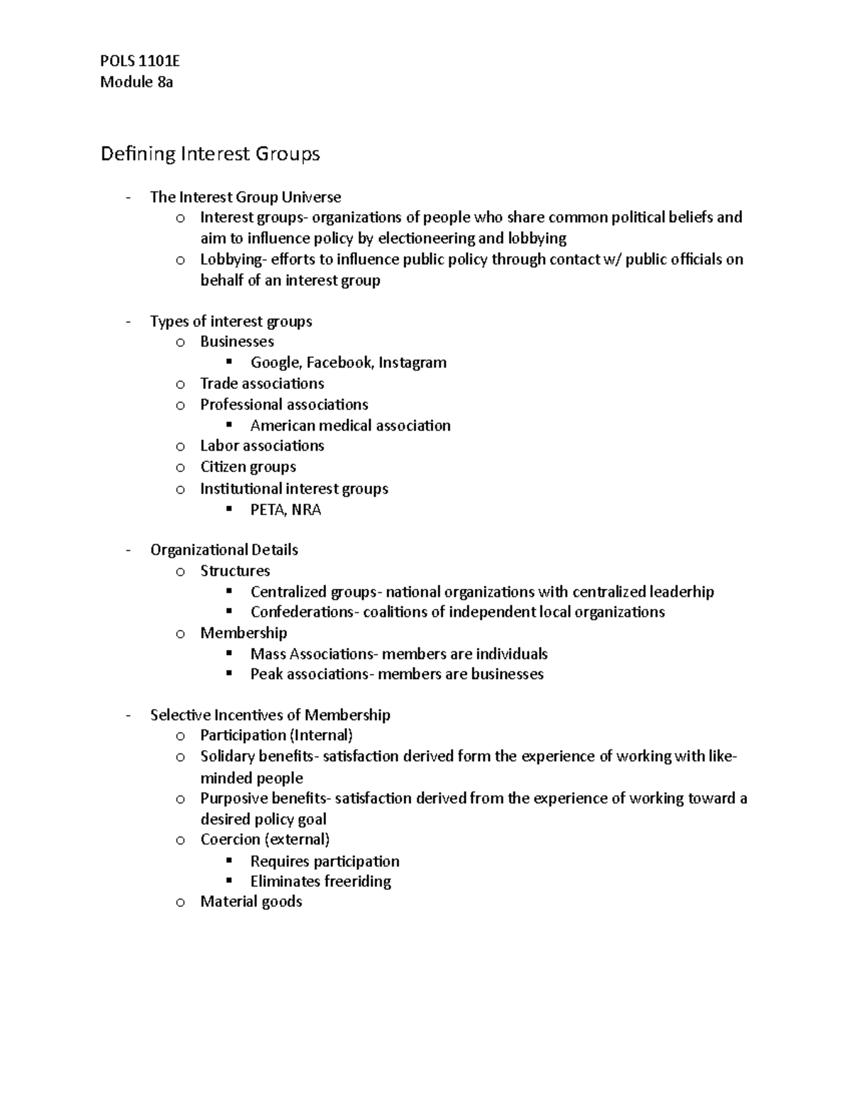 POLS1101E 8a - Lecture notes 8a - POLS 1101E Module 8a Defining ...