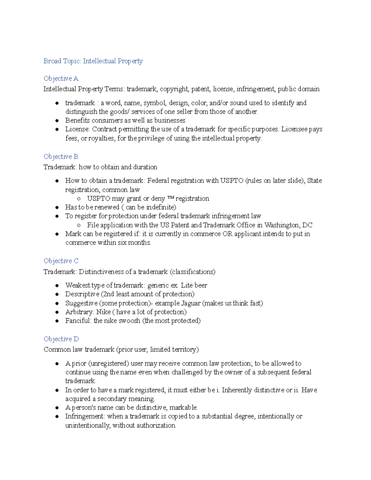 Broad Topic Intellectual Property (1) 3 - Broad Topic: Intellectual ...