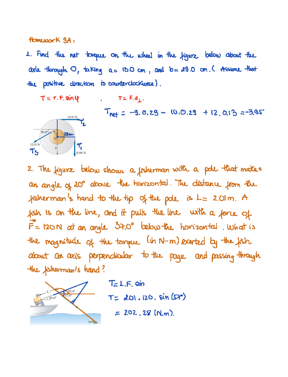 Homework 9 - Homework 9A Find the net torque on the wheel in the figure ...
