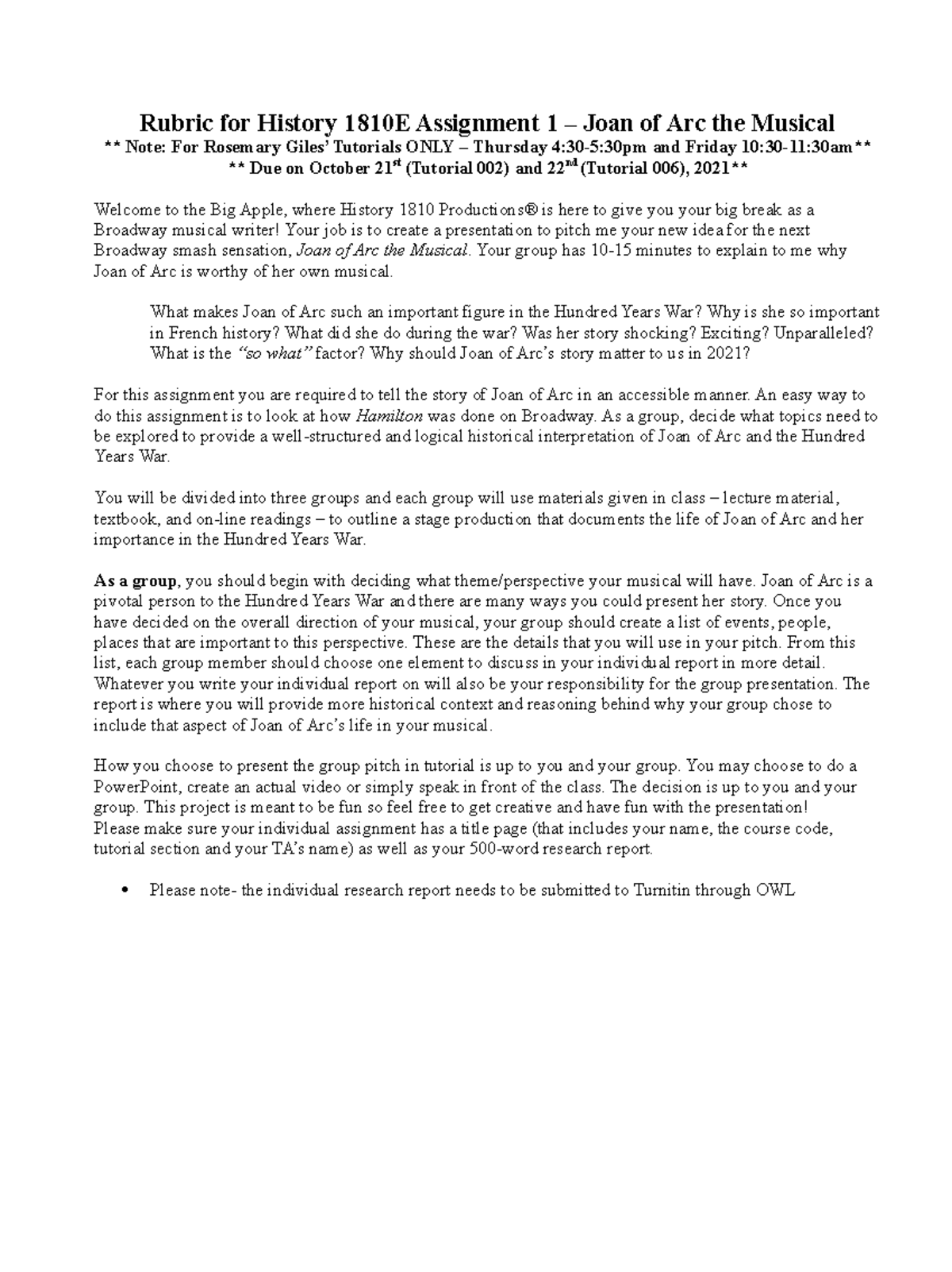 Rubric+for+History+1810E+Assignment+1 - Rubric for History 1810E ...