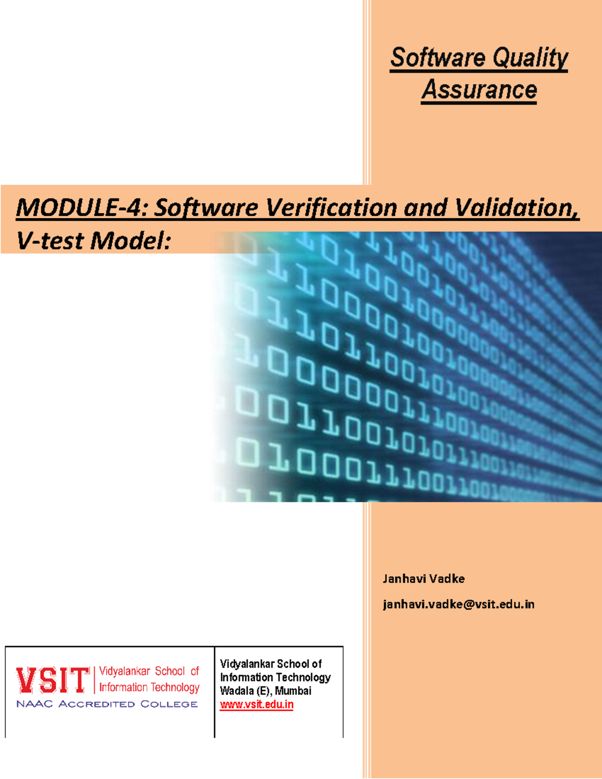 SQA Unit 4 - please refer - Software Quality Assurance Janhavi Vadke ...
