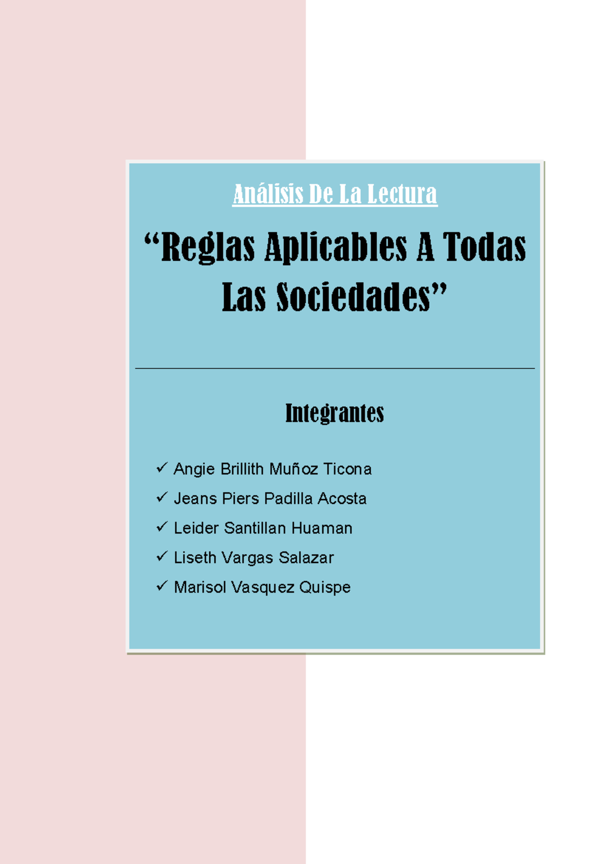 Análisis De La Lectura “ Reglas aplicables a todas las Sociedades ...