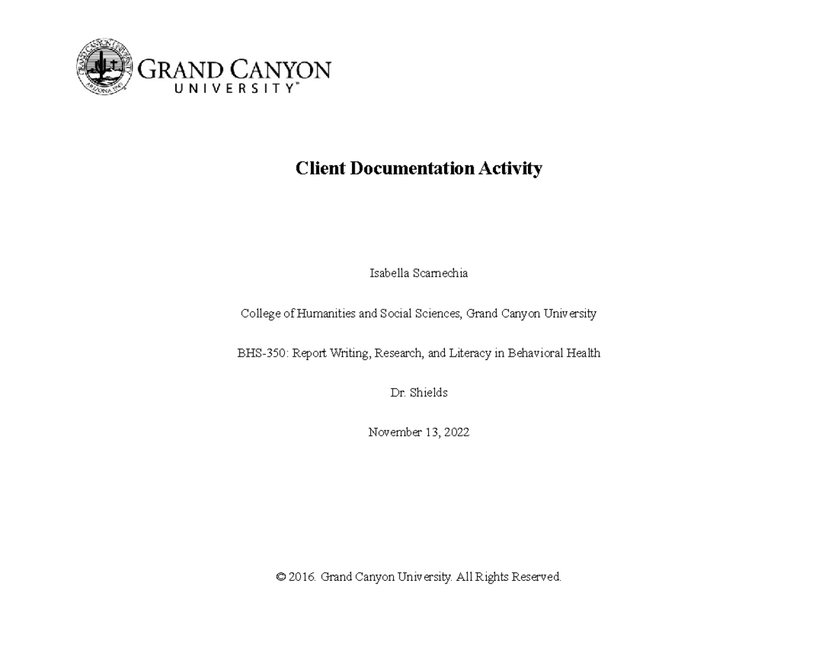 Client Documentation Activity - Studocu