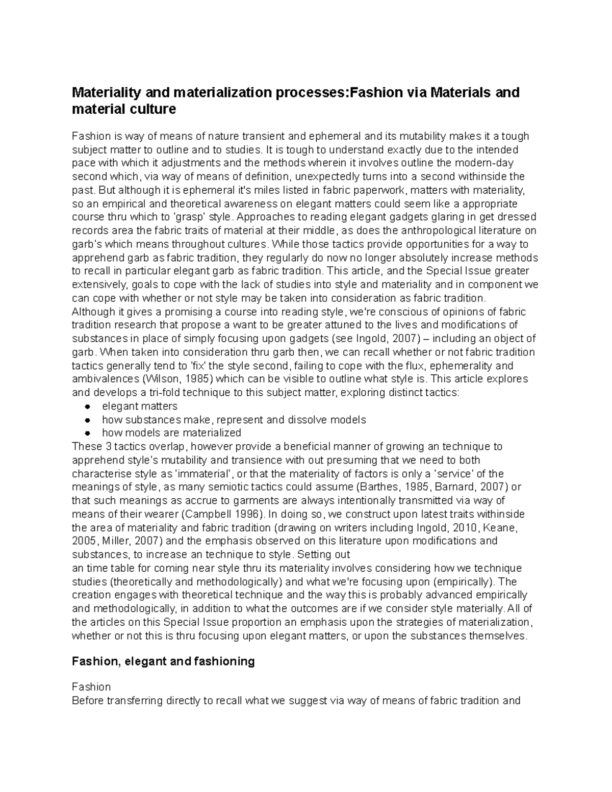 Materiality and materialization processes Fashion via Materials and ...