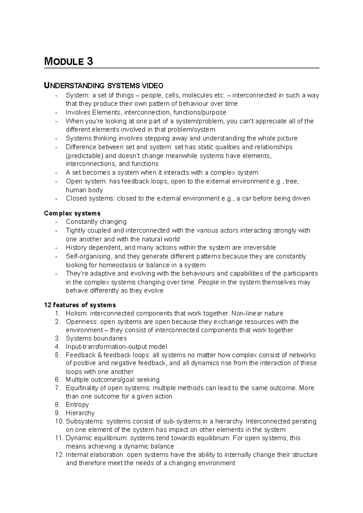 Module 3 - Lecture notes 3 - MODULE 3 UNDERSTANDING SYSTEMS VIDEO ...
