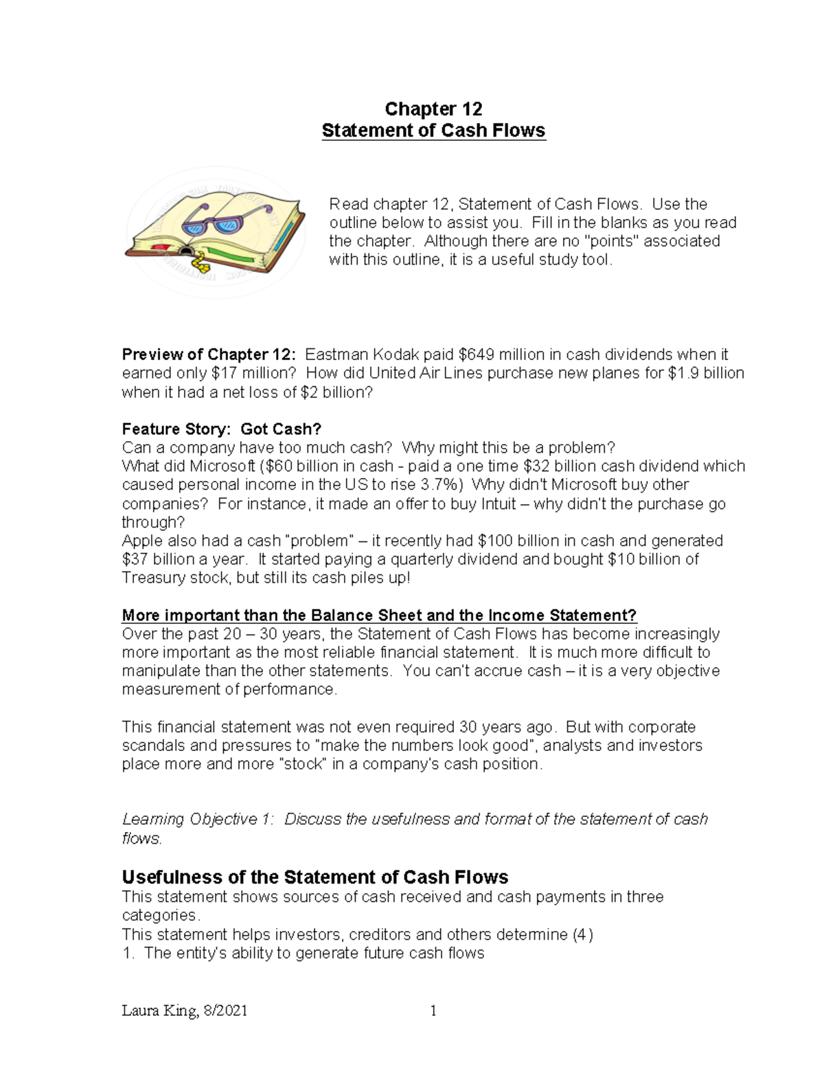 W Chapter 12 - coursework - Chapter 12 Statement of Cash Flows Read ...
