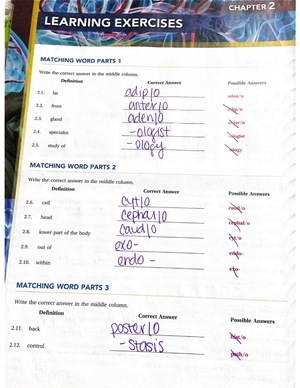 Chapter 1 Exercises and Terminology - Med Term Ch. 1 Exam Review End of Ch 1 Exercises Part A ...