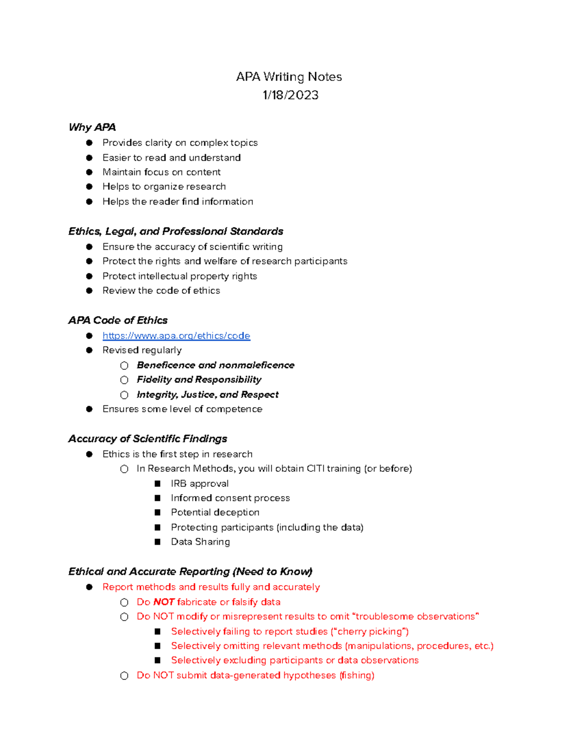 APA Writing Notes - Professor: Dannelle Larsen-Rife - APA Writing Notes ...